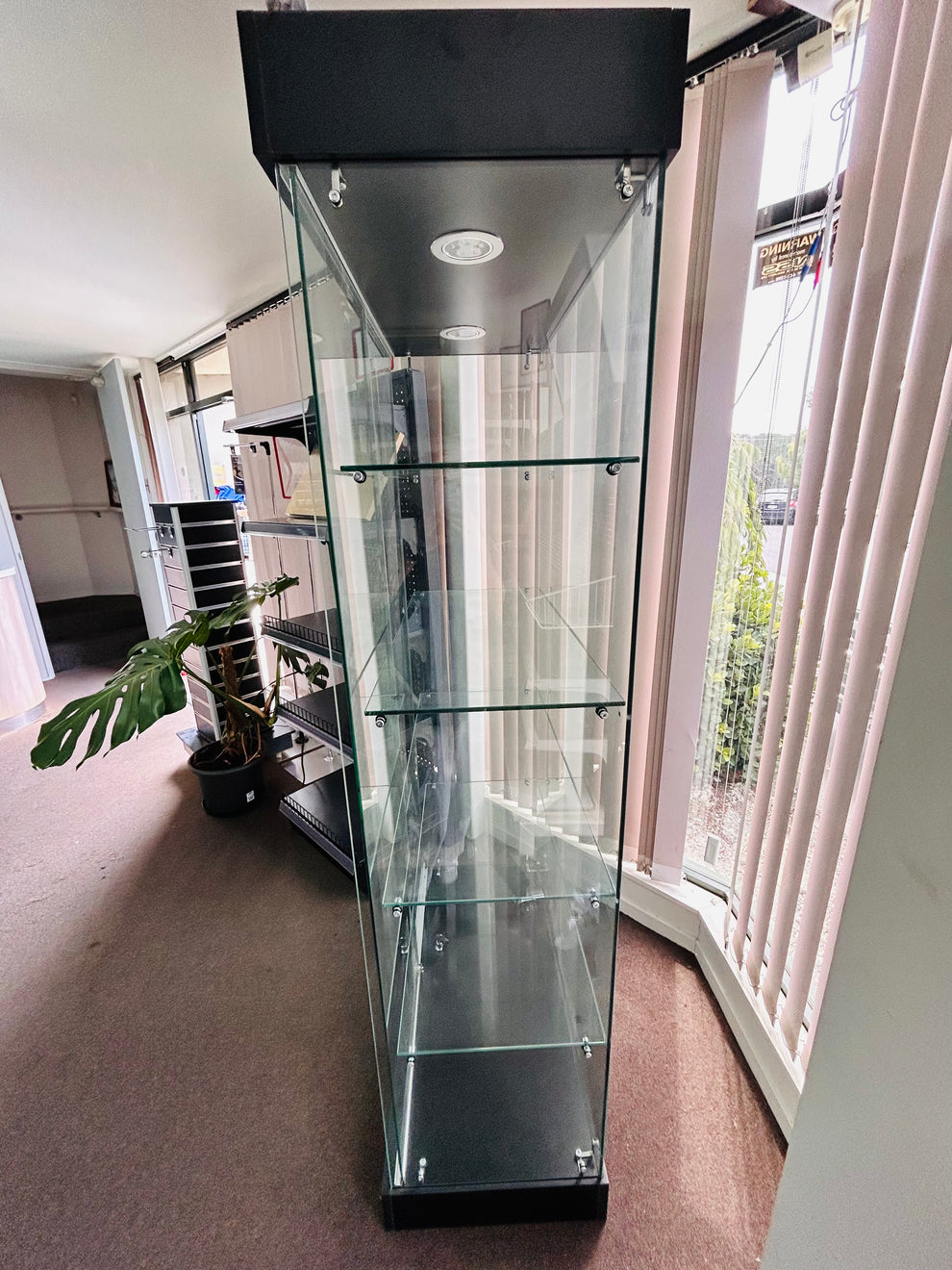 Tough Glass Display Shelving with LED Lighting – Affordable Rack