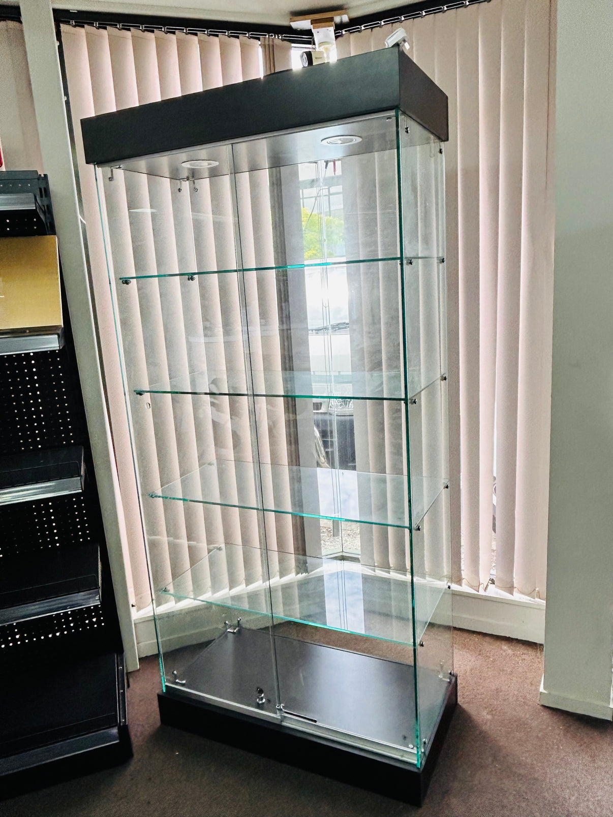 Tough Glass Display Shelving with LED Lighting – Affordable Rack